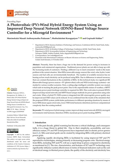pdf a photovoltaic pv wind hybrid energy system using an improved