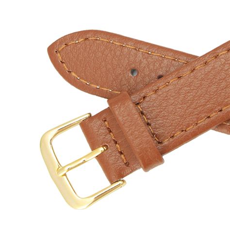20mm Light Brown Polished Calf Style Leather Watch Strap