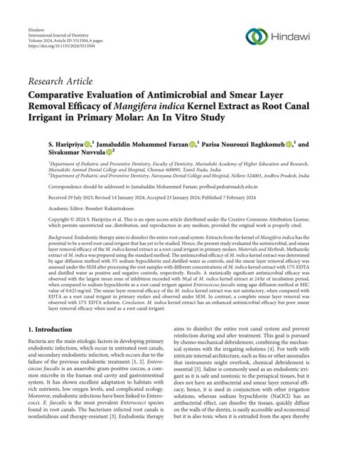 Pdf Comparative Evaluation Of Antimicrobial And Smear Layer Removal Efficacy Of Manera