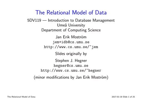 Ppt The Relational Model Of Data 5dv119 Introduction To Database Powerpoint Presentation