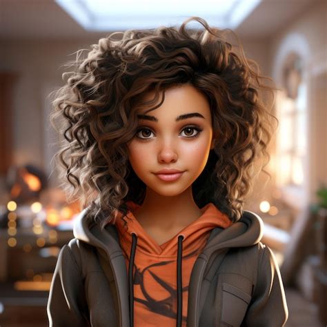 Premium Photo Digital Illustration Of A Curlyhaired Girl In Unreal