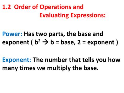 1 2 Order Of Operations And Evaluation Expressions