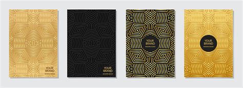 표지 디자인 세트 원래 수직 템플릿 기하학적 골드 3d 패턴 엠보싱 배경의 민족 빈티지 컬렉션 0명에 대한 스톡 벡터 아트 및 기타 이미지 Istock