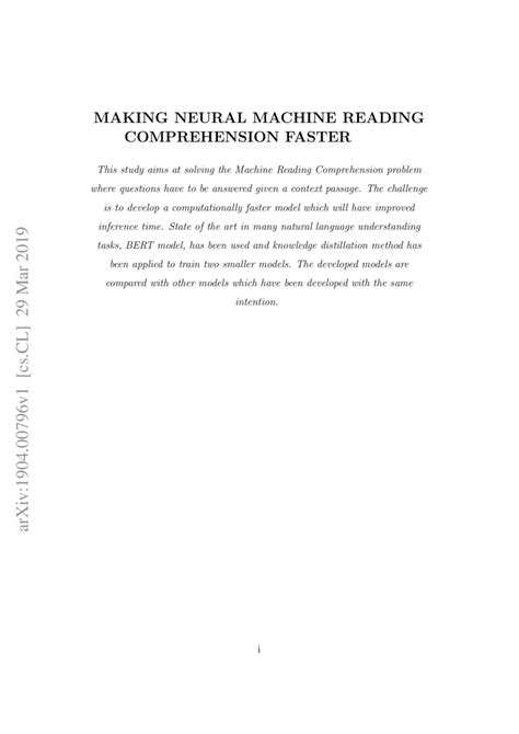 Making Neural Machine Reading Comprehension Faster Deepai