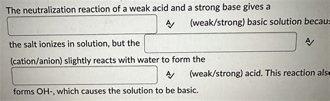 Solved The Neutralization Reaction Of A Weak Acid And A