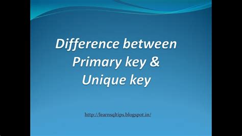 Differences Between Primary Key And Unique Key Sql Server Interview Questions Youtube