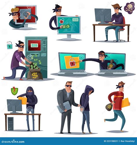 internet hacker security composition set stock vector illustration of