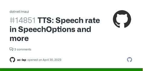 Tts Speech Rate In Speechoptions And More · Issue 14851 · Dotnetmaui · Github