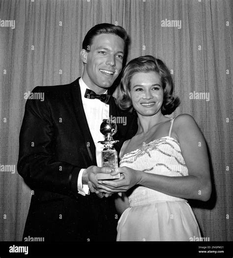 Actor Richard Chamberlain Left And Actress Angie Dickinson Pose At