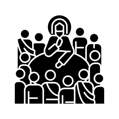 Last Supper Black Glyph Icon Jesus Christ And Twelve Apostles Holy