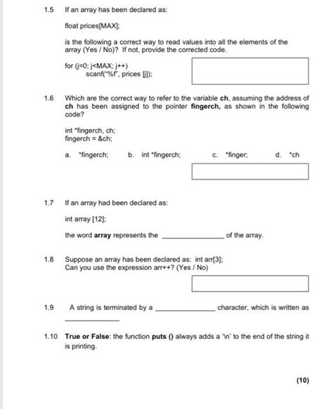 Solved 15 If An Array Has Been Declared As Float