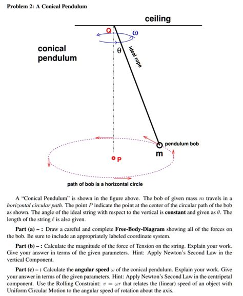 Problem 2 A Conical Pendulum Ceiling Conical Pendulum Pendulum Bob M Path Of Bob Is Horizontal