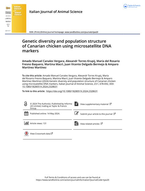 Pdf Genetic Diversity And Population Structure Of Canarian Chicken