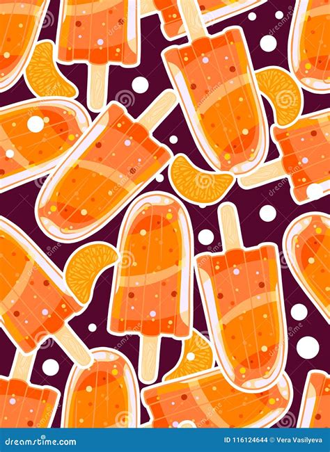 Seamless Sweet Pattern With Popsicles And Citrus Slices In Cartoon