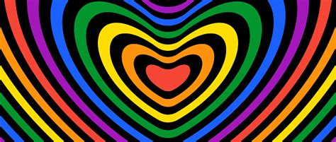 Groovy 최면 하트 벽지 무지개 색상은 검은색 배경에 하트 디자인을 반복합니다 추상적인 수평 Lgbt 프라이드 배경 벡터 복고풍 그림 개념 1960 1969 년에 대한