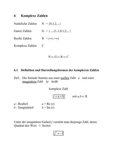 6 Komplexe Zahlen