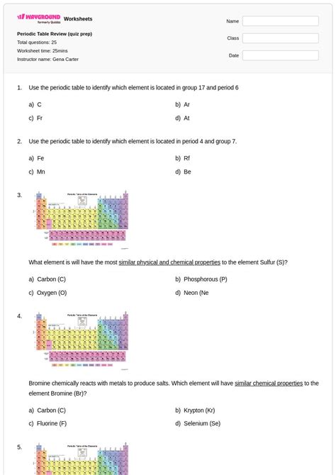 50 Periodic Table Worksheets On Wayground Free And Printable