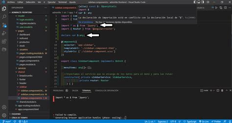 javascript tengo un problema la declaración de importación está en