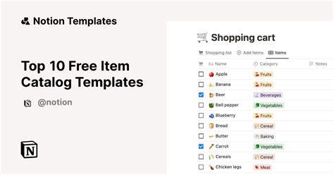 Top 10 Free Item Catalog Templates Notion Template Marketplace