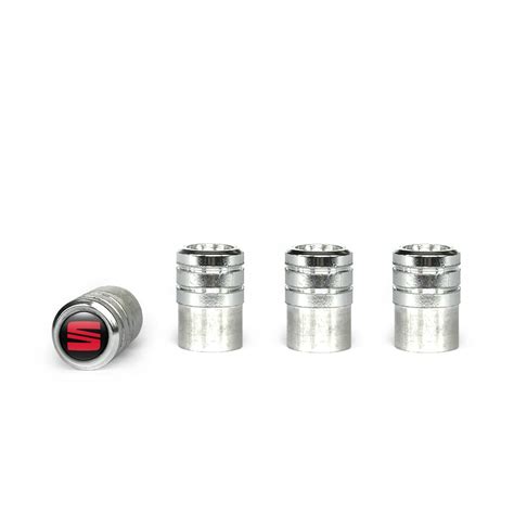 Seat Valve Caps Aluminum 4 Pcs Black Silicone Sticker Red Logo Valve