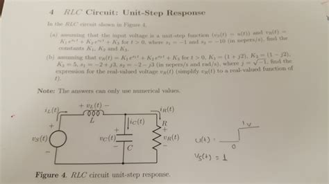 Solved 4 RIC Circuit Unit Step Response In The RLC Circuit Chegg Com