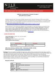 Syllabus Spring Final Pdf CHEM Fundamentals Of Chemical Principles I Spring