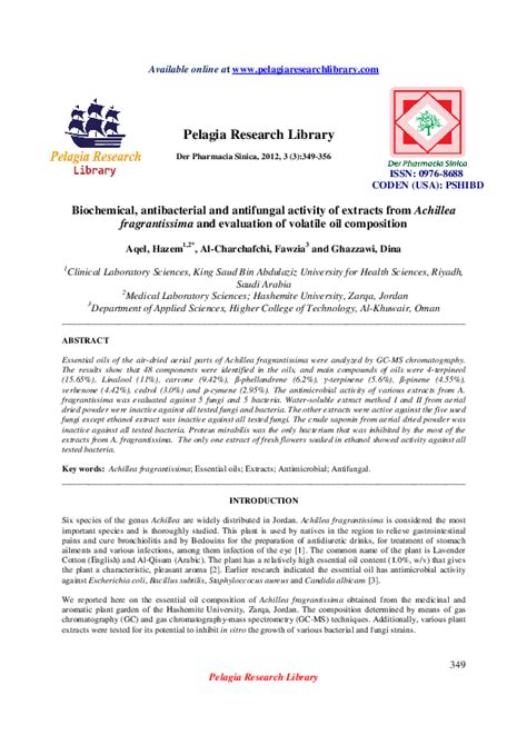 Pdf Pelagia Research Library Biochemical Antibacterial And