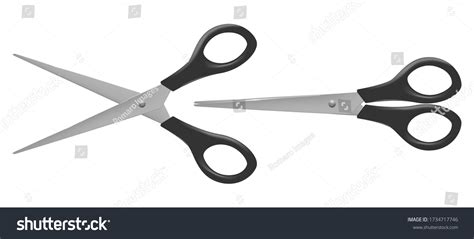 Realistic Scissor Open Closed Black Scissors Stock Vector Royalty Free 1734717746