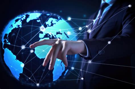 Premium Ai Image Businessman Touching Global Network And Data Ai