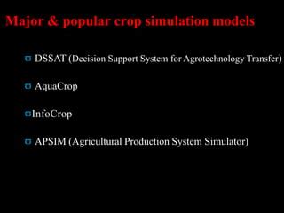 Crop Simulation Model Pdf Agriculture Industries