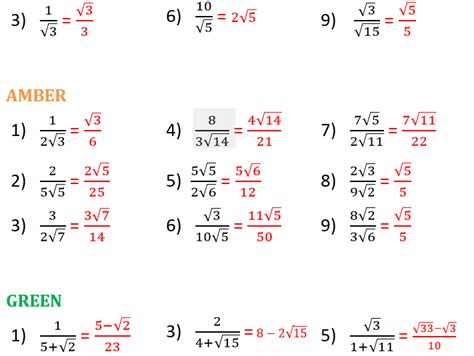Rationalising The Denominator Differentiated Worksheet Teaching Resources