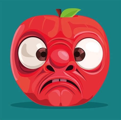 Premium Vector Image Of An Apple With A Displeased Face