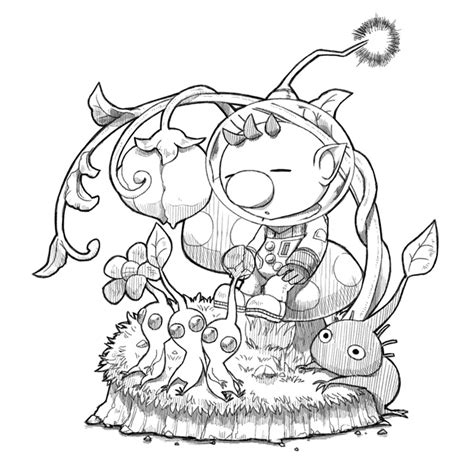 Olimar Purple Pikmin And White Pikmin Pikmin Drawn By Naru Wish Field Danbooru