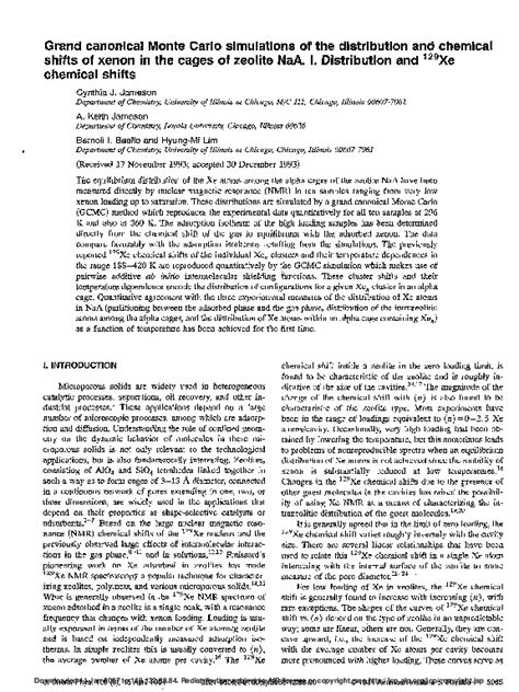 Pdf Grand Canonical Monte Carlo Simulations Of The Distribution And Chemical Shifts Of Xenon