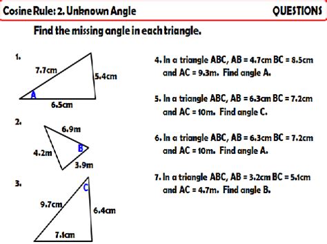 Trigonometry Cosine Rule Teaching Resources