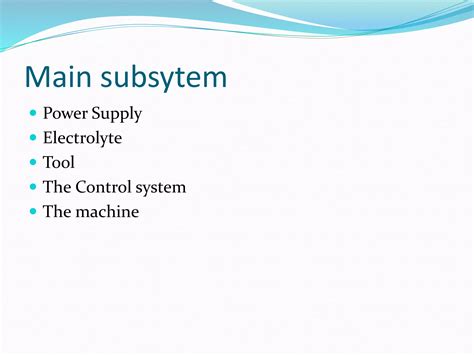 ECM Electrochemical Machining Principle Process Subsystems Applications PPTX