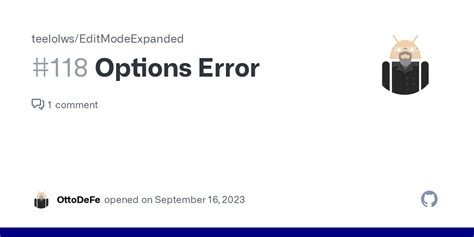 Options Error · Issue 118 · Teelolwseditmodeexpanded · Github