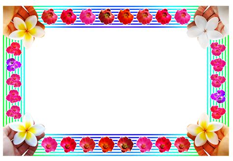 Template Design Border Frame With Element Flower 33292791 Png