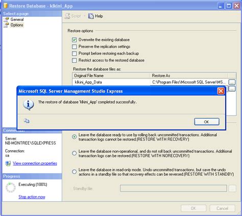 Montree Kmx10 Ms Sql Server 2005 Restore Failed Because The Database Is In Use