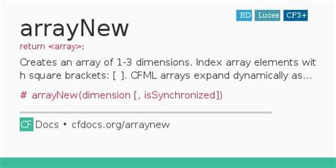 Arraynew Code Examples And Cfml Documentation