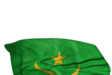 흰색 절연 바닥에 평면 거짓말 큰 주름 좋은 모리타니 플래그어떤 축 하 플래그 3d 그림 기에 대한 스톡 사진 및 기타 이미지 기 누워있기 디지털 생성 이미지