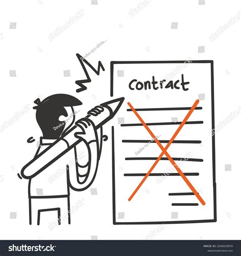 Hand Drawn Doodle Contract Sheet Crossed Stock Vector Royalty Free