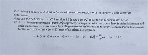 Solved Q44 ﻿write A Recursive Definition For An Arithmetic