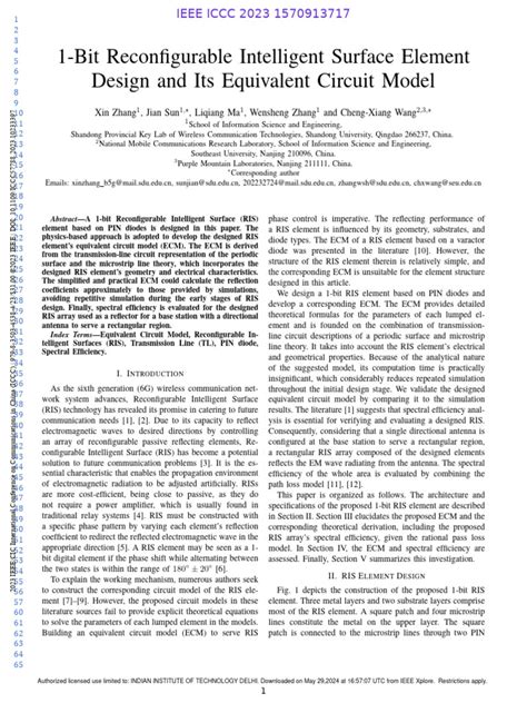 1 bit reconfigurable intelligent surface element design and its
