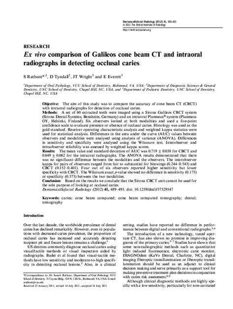 Pdf Ex Vivocomparison Of Galileos Cone Beam Ct And Intraoral