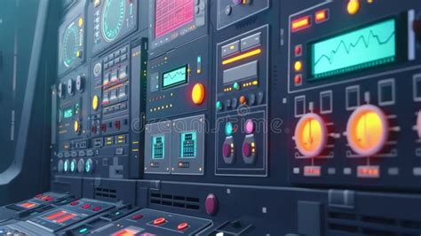 Futuristic Control Panel Interface Showing Data And Information Stock