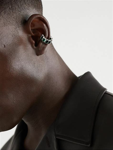42 Suns 14 Karat White Gold Emerald Ear Cuff 42 Suns