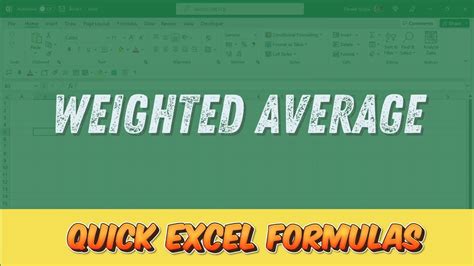 Weighted Average Excel Formula Youtube