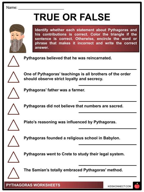 Pythagoras Worksheets And Facts Life Theories Legacy
