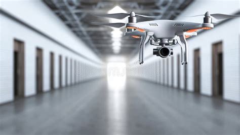 A Cutting Edge Drone Operates Within A Contemporary Factory Equipped